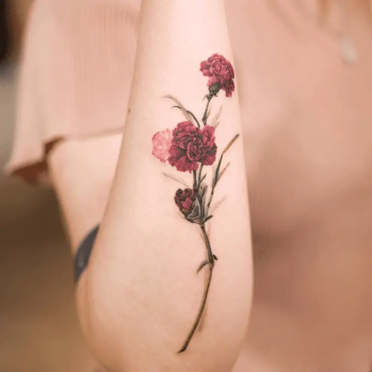 17 Carnation Flower Tattoo Designs That Symbolize Love & Strength